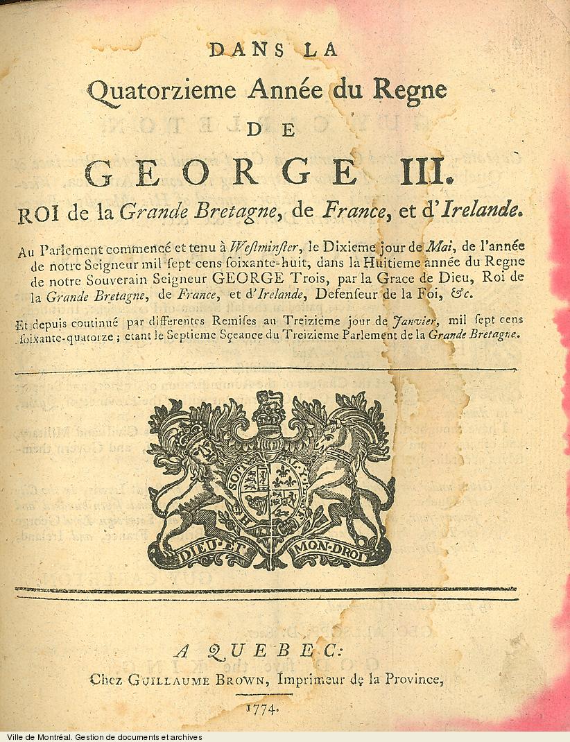 Acte De Qu bec Chronologie De Montr al Acte De Qu bec Chronologie De Montr al